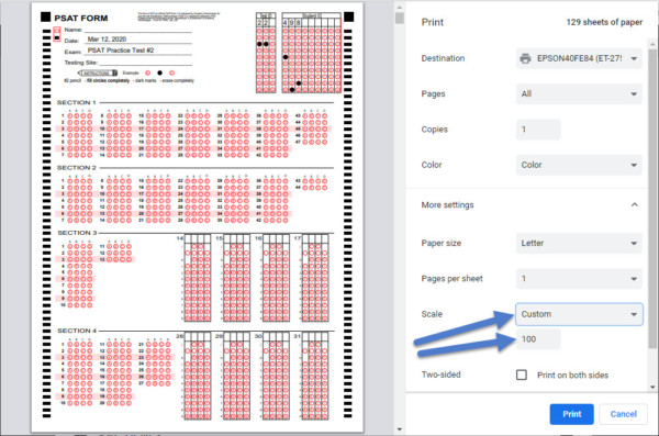 New Single Page PSAT Bubble Sheet – BubbleScan